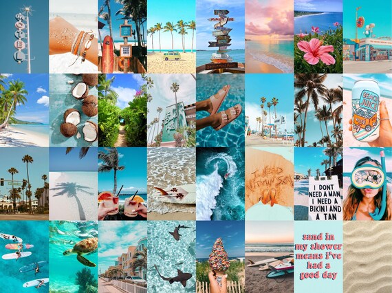 Beach and Summer Aesthetic Wall Collage Kit digital 75 pcs | Etsy