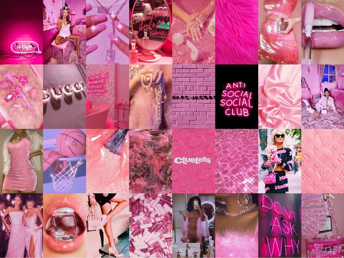 Pink Boujee Wall Collage Kit digital 95 Pieces - Etsy Canada