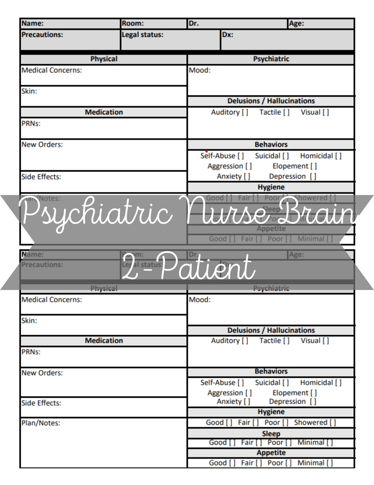 Behavioral Health Report Sheet 2 Patient Psych Nurse Report Sheet Nurse ...