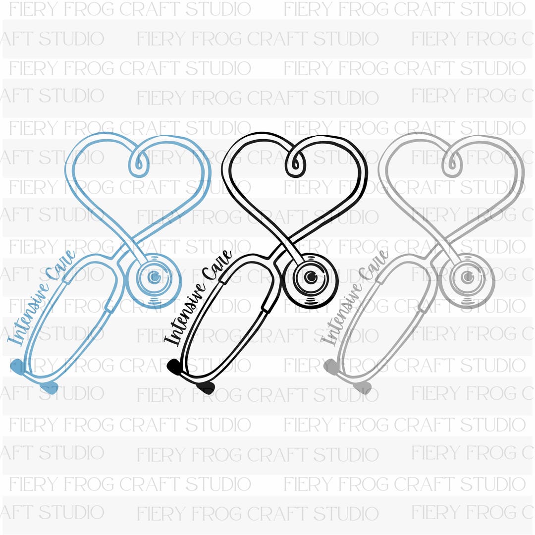 ICU Stethoscope PNG Heart Shaped DTF Intensive Care Nurse Sublimation ...
