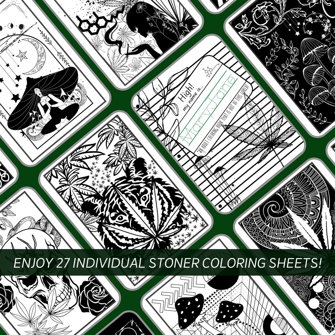 Trippy Pot Leaf Digital Coloring Book for Adult Coloring Page Gift for ...
