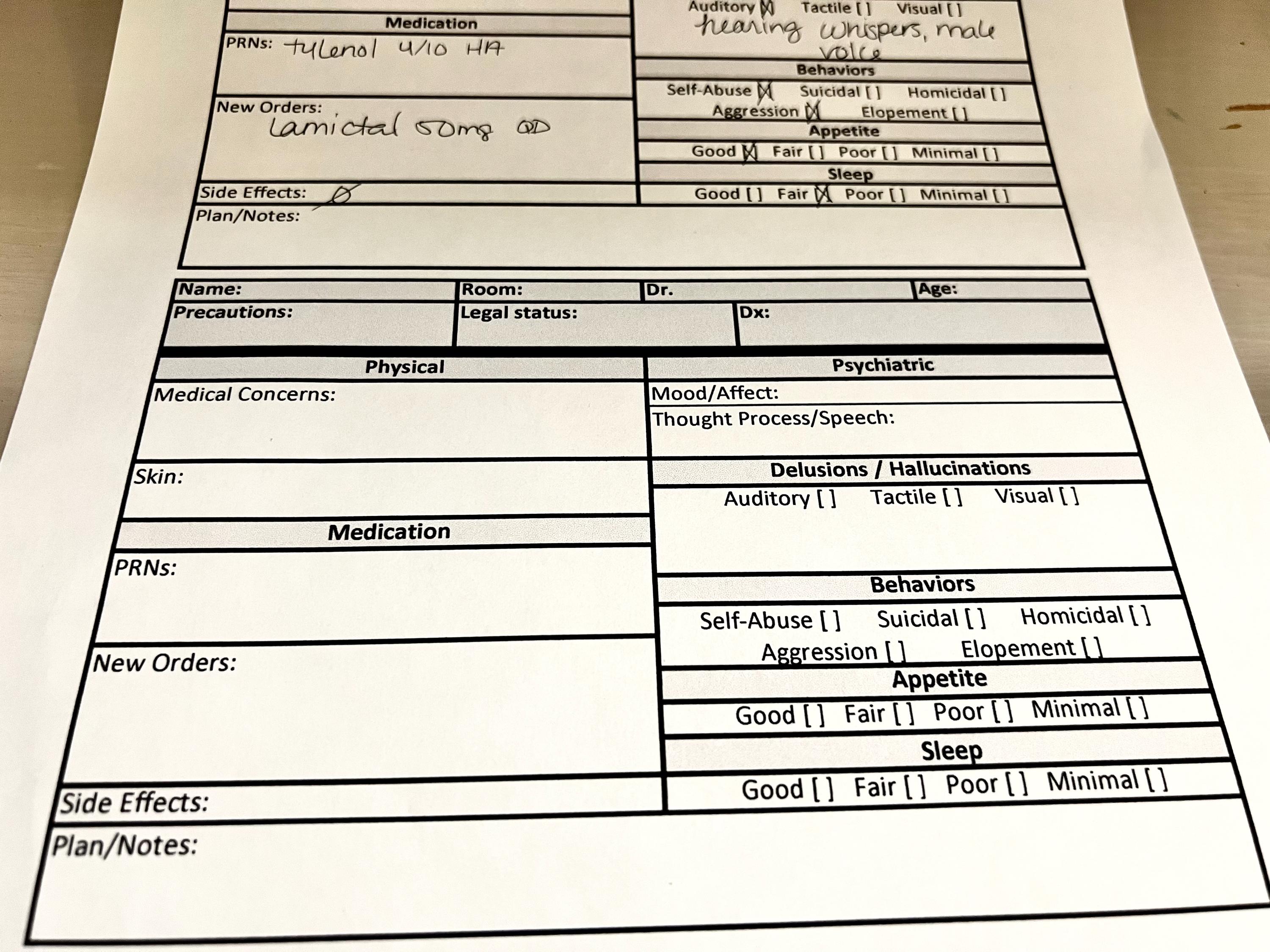 Mental Health Report Sheet 2 Patient Psych Nurse Brain Printable Pages ...