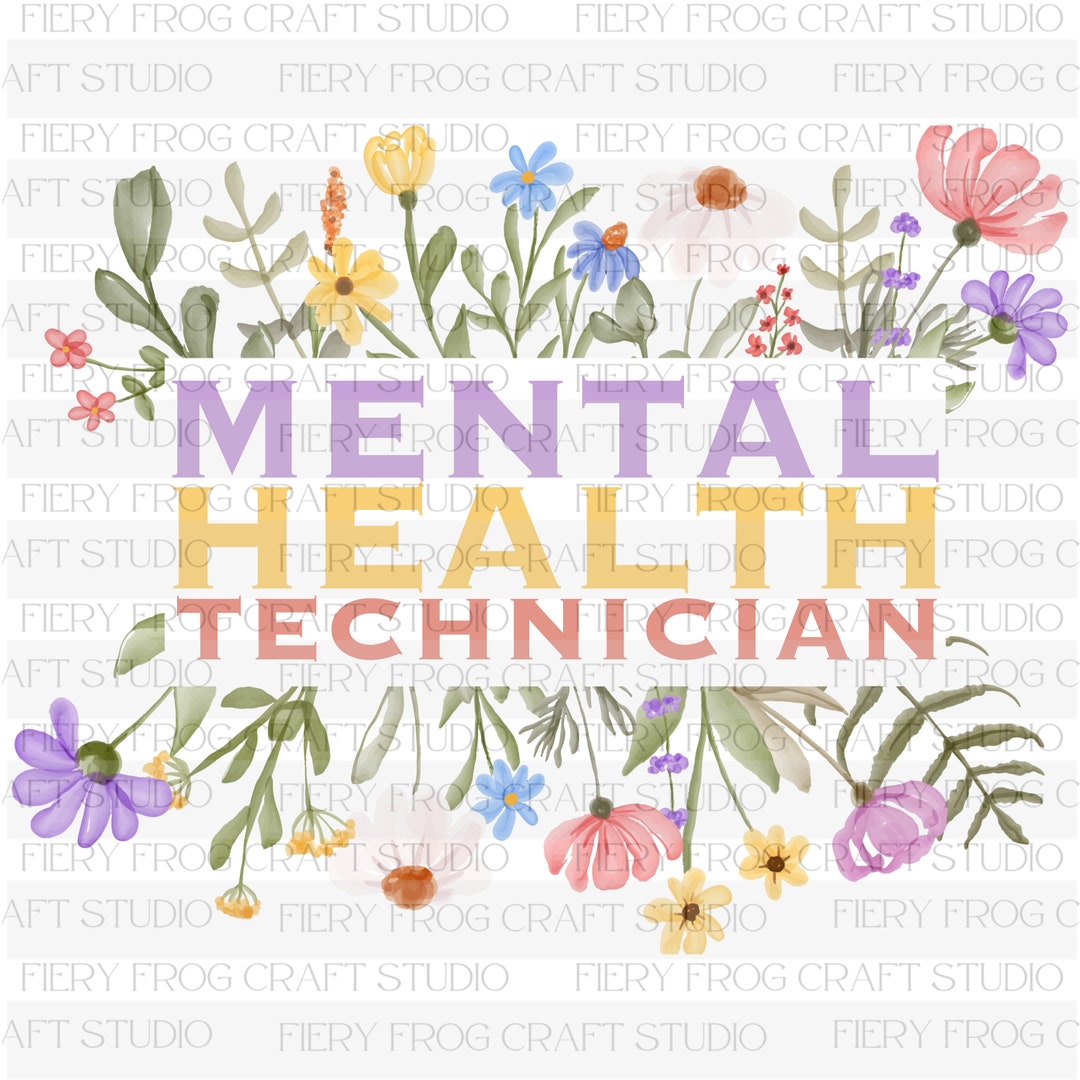Mental Health Technician PNG, Pastel Floral Design, Transparent Background, Sublimation ...
