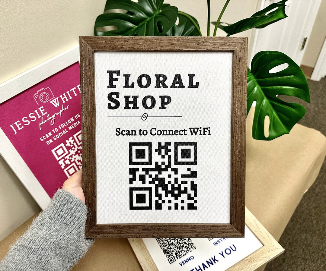 Custom Shop Display Sign – Personalized QR Code Canvas, Framed Cotton ...