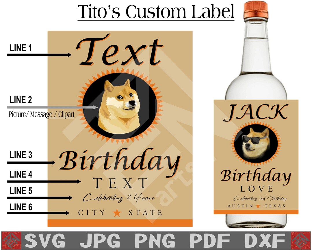 Custom Tito's Label Svg Png Custom Vodka Gift Label Vodka - Etsy