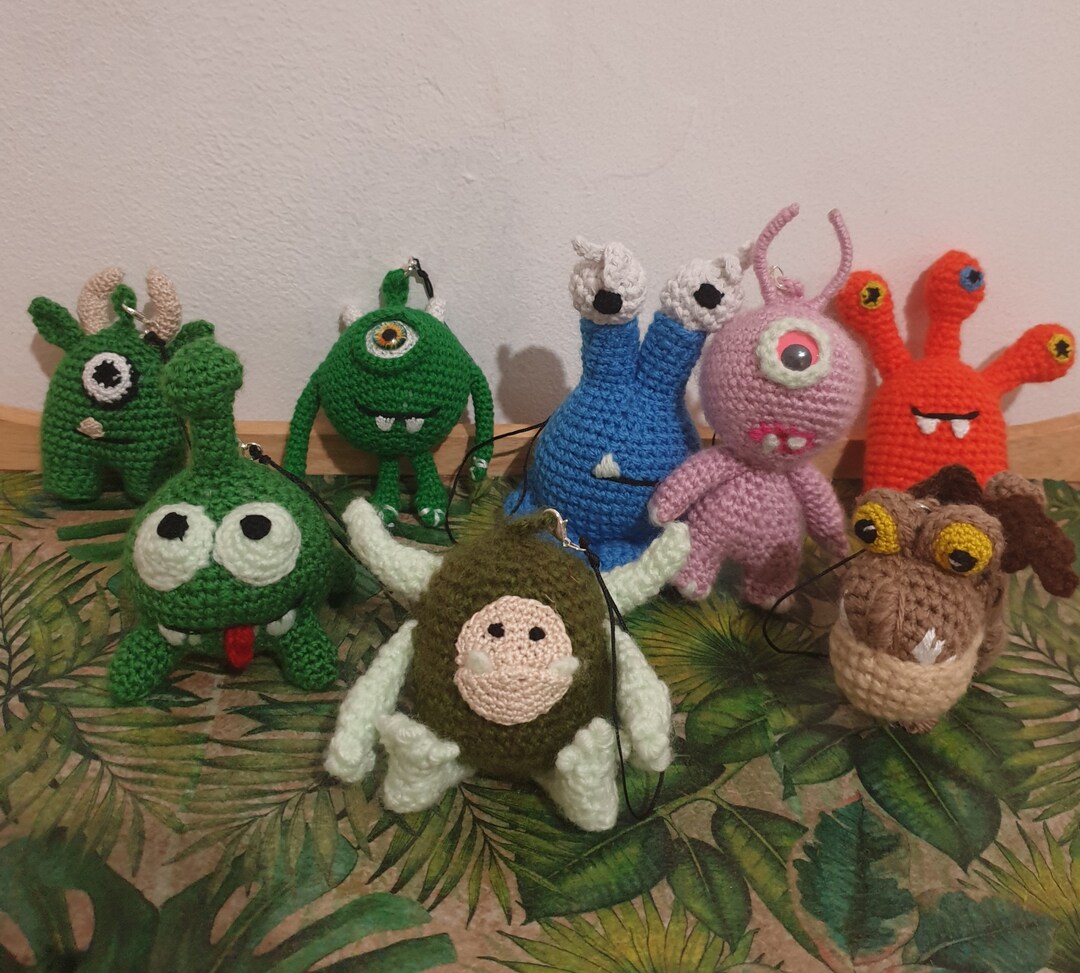 Little Cute Crochet Monsters Keychain. Crochet Key Charm . Crochet Bag ...