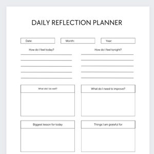 Daily Reflection Planner,reflection Planner,daily Gratitude Planner ...