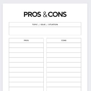 Pros and Cons List,advantages and Disadvantages List,decision ...