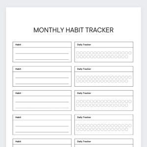Monthly Habit Tracker,30 Day Habit Challenge,routine Tracker,weekly ...