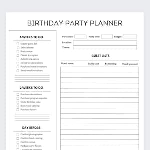Birthday Planner, Birthday Organizer, Party Planning Planner, Birthday ...