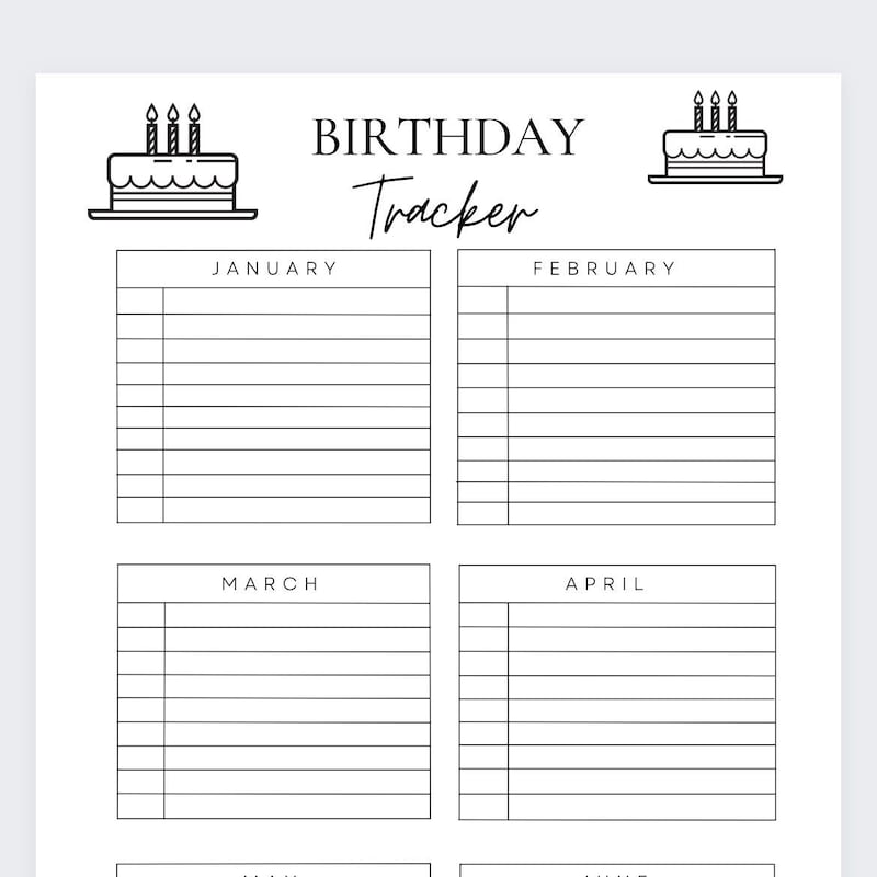 Birthday Tracker - Etsy