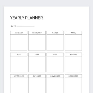 Yearly Planner,year at a Glance,new Year Goals,yearly Organiser,yearly ...