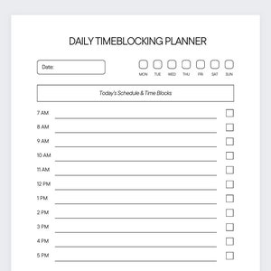 Daily Timeblocking,timeblocking Planner Printable,daily Schedule ...