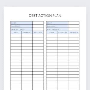 Blue Debt Action Plan,debt Repayment Plan,debt Tracker,financial ...