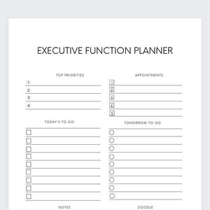Executive Function Planner,brain Dump Printable,thought Organizer, ADHD ...
