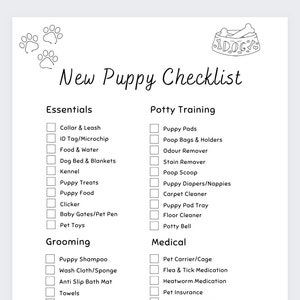 Puppy Checklist,puppy List,puppy Planner,puppy Tracker,dog Checklist ...