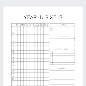 Year in Pixels, Mood Tracker, Daily Mood Log, Habit Tracker, Self Care ...