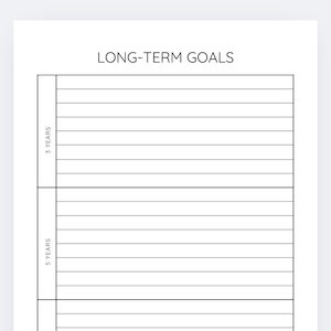 Long Term Goals Planner,long- Term Planner,five Year Goals,dream ...