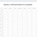 Weekly Appointment Planner,appointment Week,appointment Log,weekly ...