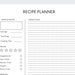 Recipe Planner Card,family Recipe,food Planner,recipe Book,meal ...