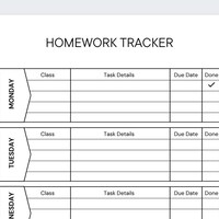 Homework Tracker | Editable Homework Chart | Printable Homework Chart | Homeschool Planner ...