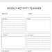 Weekly Activity Planner,productivity Planner,week in the Life ...