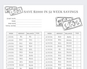 Savings Challenge 1378 in 52 Weeks - Etsy