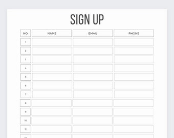 Email Sign up Sheet - Etsy