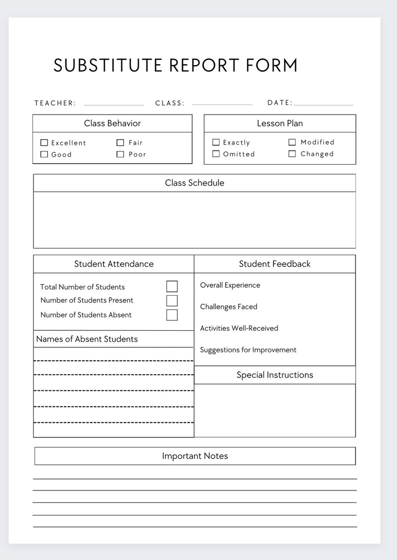 Substitute Teacher Review,substitute Teacher,lesson Review,classroom ...