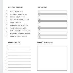 Morning Checklist,morning Routine,daily Checklist,day at a Glance,daily ...