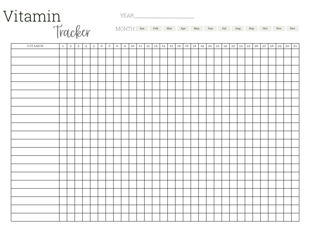 Vitamin Tracker, Vitamin Organizer, Vitamin List, Vitamin Log, Health ...