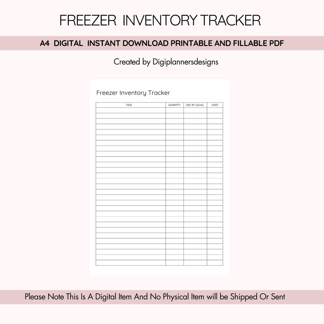 Freezer Inventory Tracker, Freezer Inventory Planner, Food Storage ...