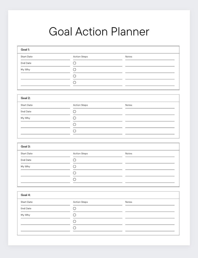 Goal Action Planner,action Planner Template,2023 Goal Planner,goa ...