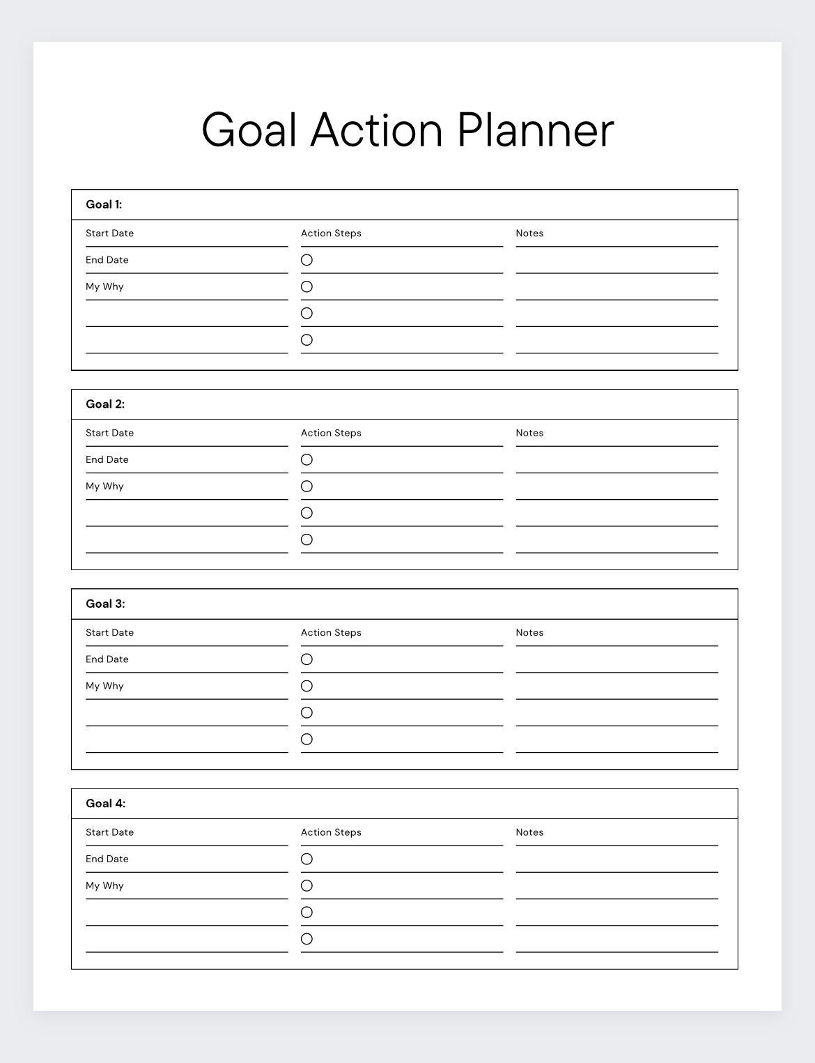 Goal Action Planner,action Planner Template,2026 Goal Planner,goa ...