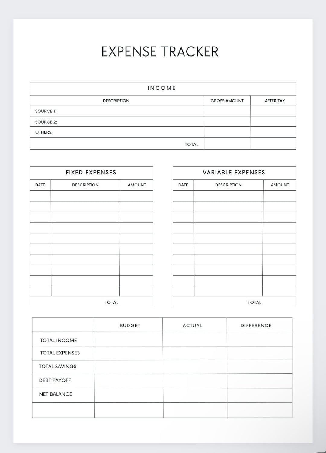 Expense Tracker Template,budget Planner,financial Organizer,personal ...