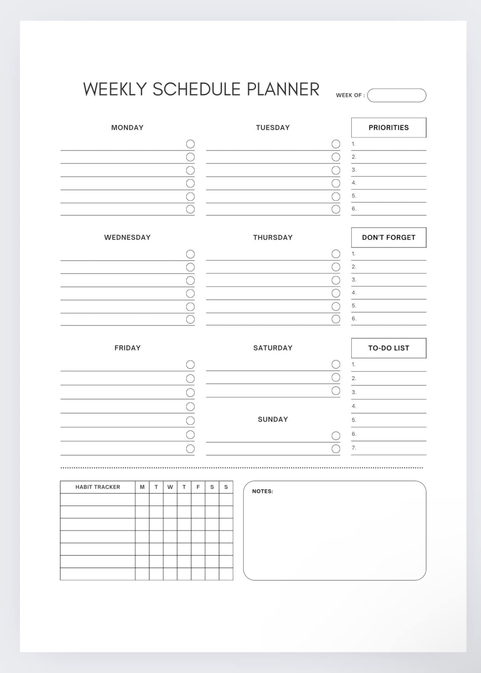 Weekly Schedule Planner,weekly Task Plans,weekly Planning Worksheet ...
