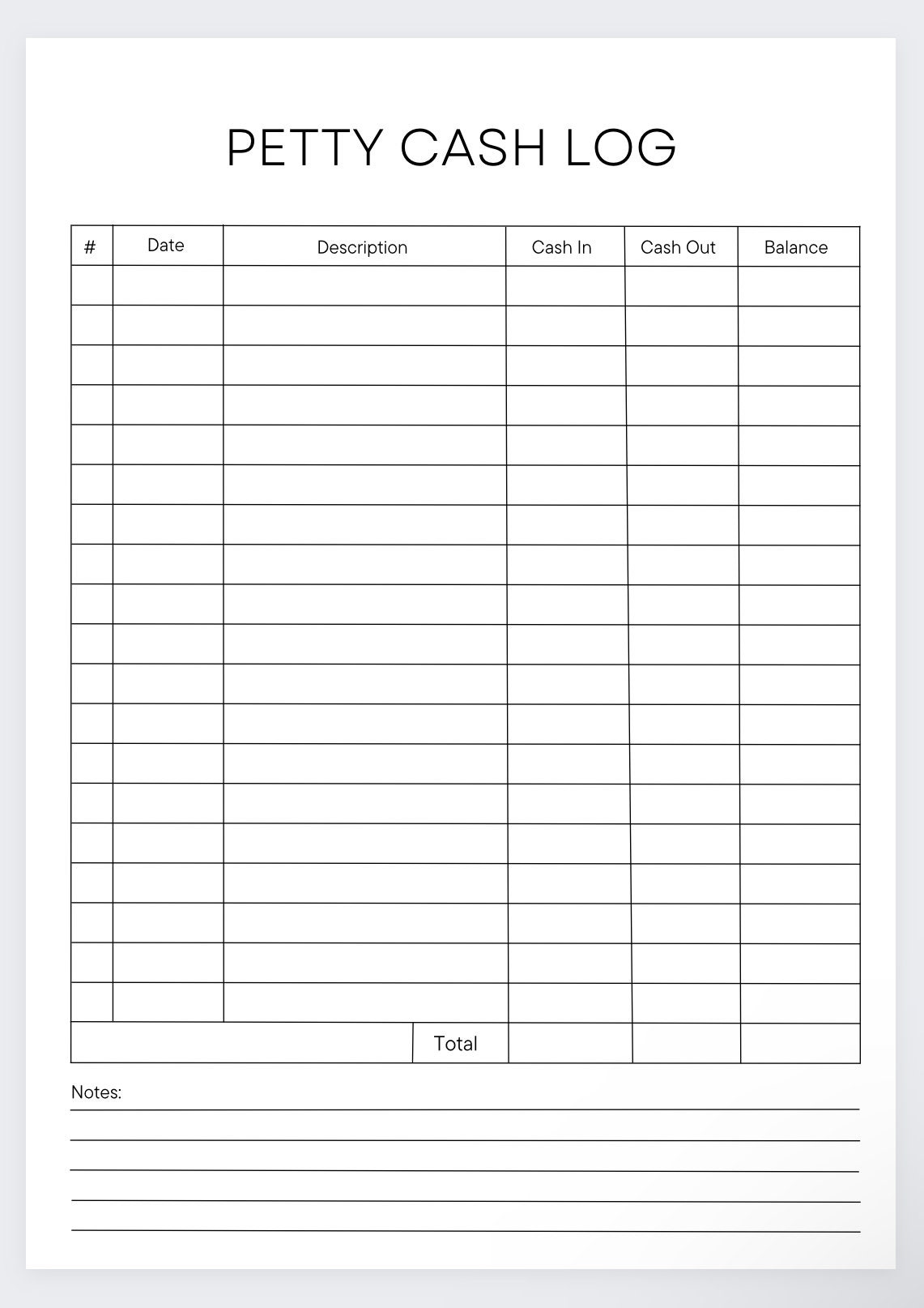 Petty Cash Log Sheet Template PETTY CASH LOG BOOK (A5/20 Pages) P219