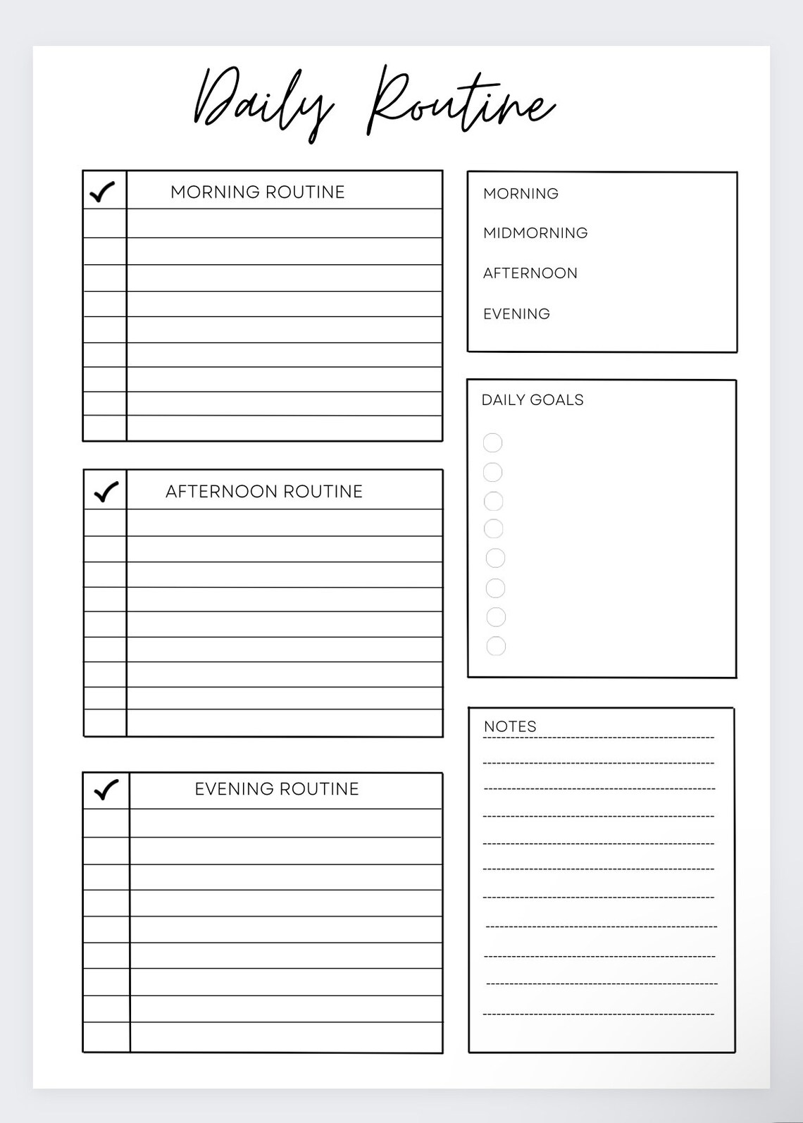 Daily Routine Daily Plannerhappy Plannerdaily - Etsy