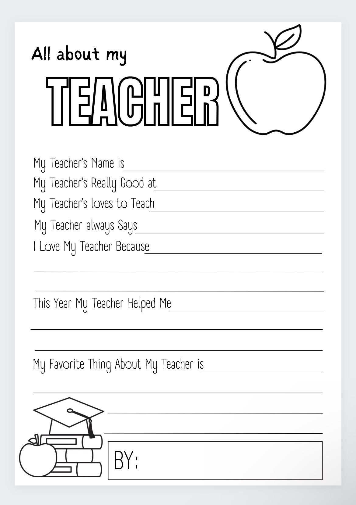I Love My Teacher Coloring Page Print Teacher Appreciation Coloring