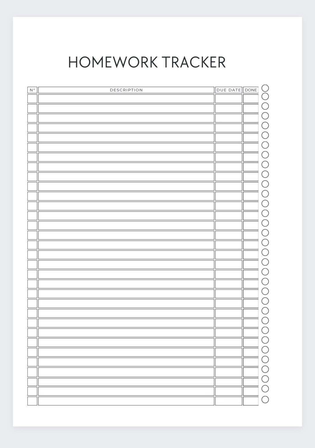 Homework Planner,college Planner,homework Tracker,assignment List ...