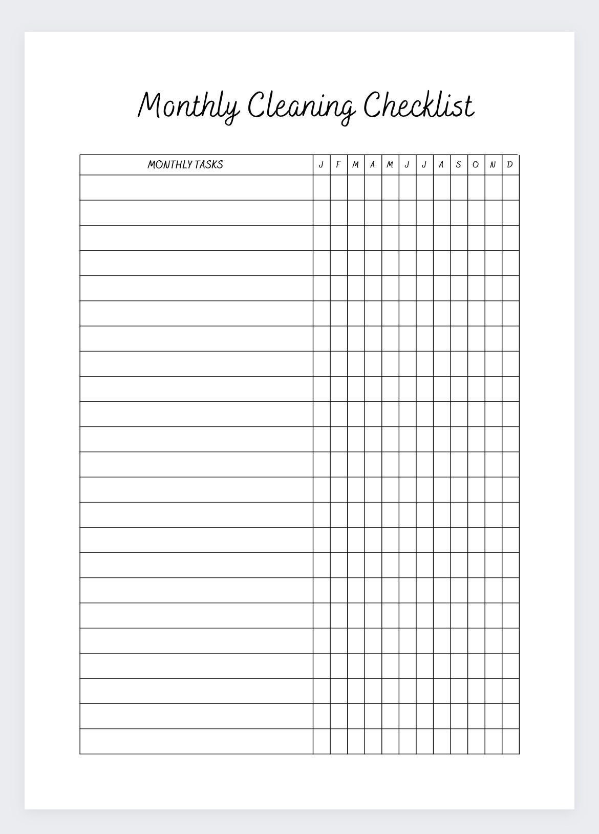 Monthly Cleaning Checklist,cleaning,housekeeping Cleaning List,house ...