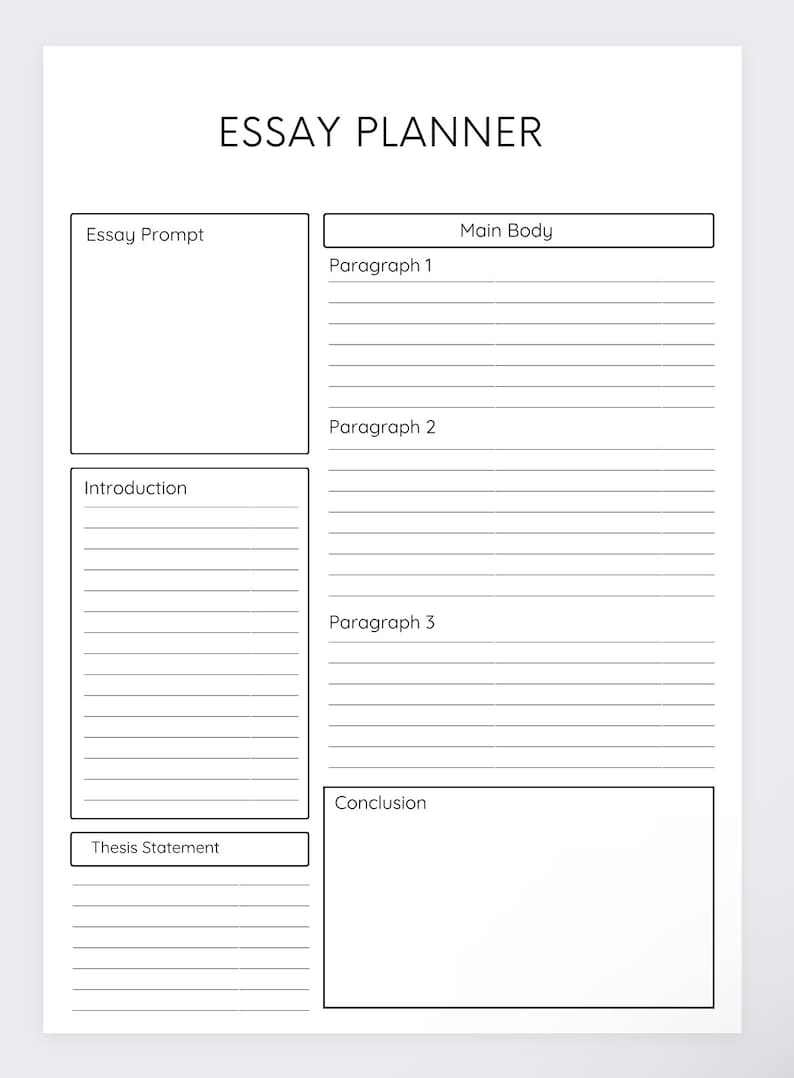 Essay Planner: Student Writing Template - Etsy