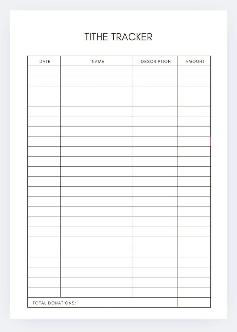 Tithe Tracker,tithing Planner,donation Planner,faith-based Budget Form ...