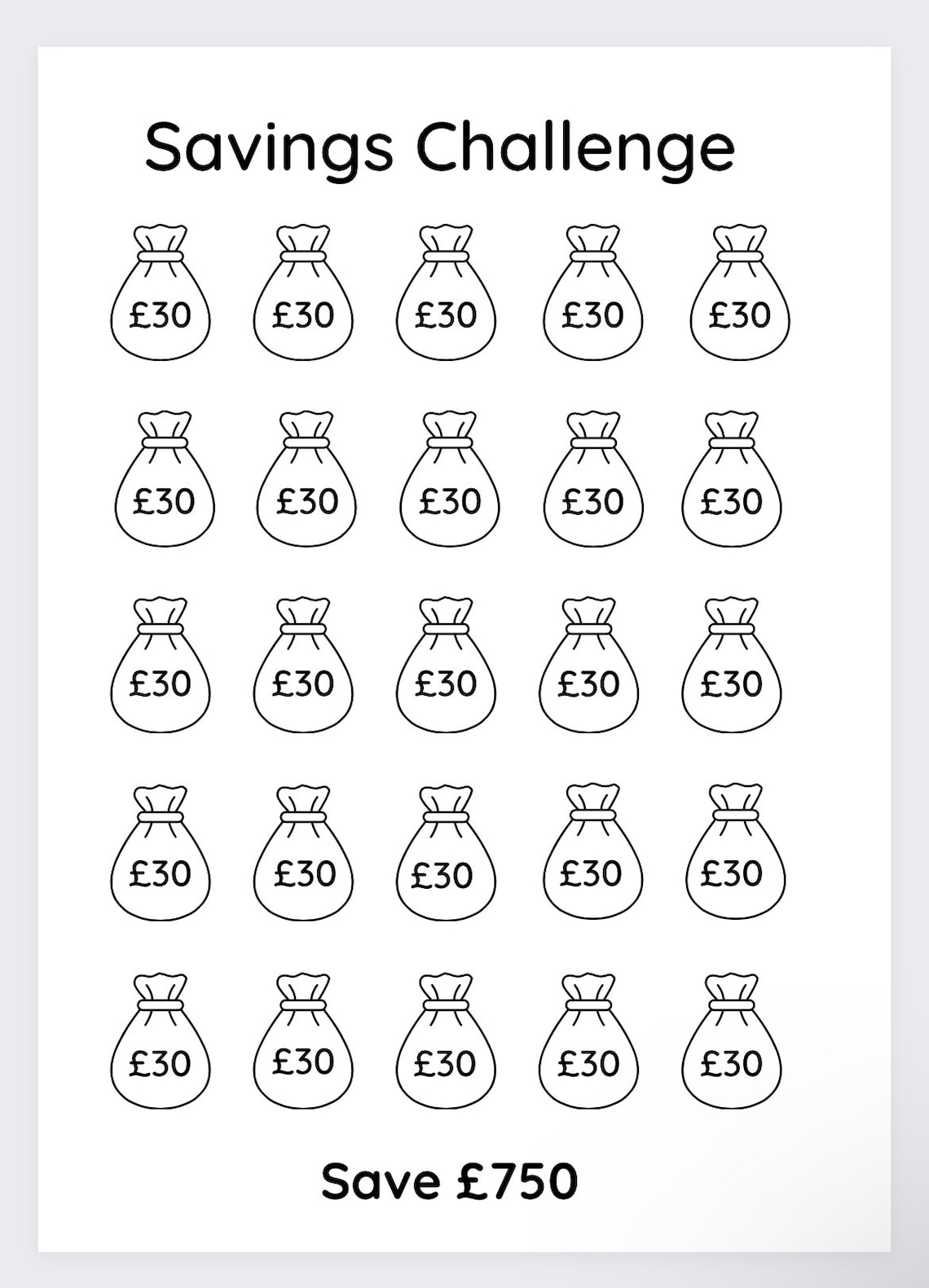 30 Pound Challengesavings Challengemoney Savingspound - Etsy