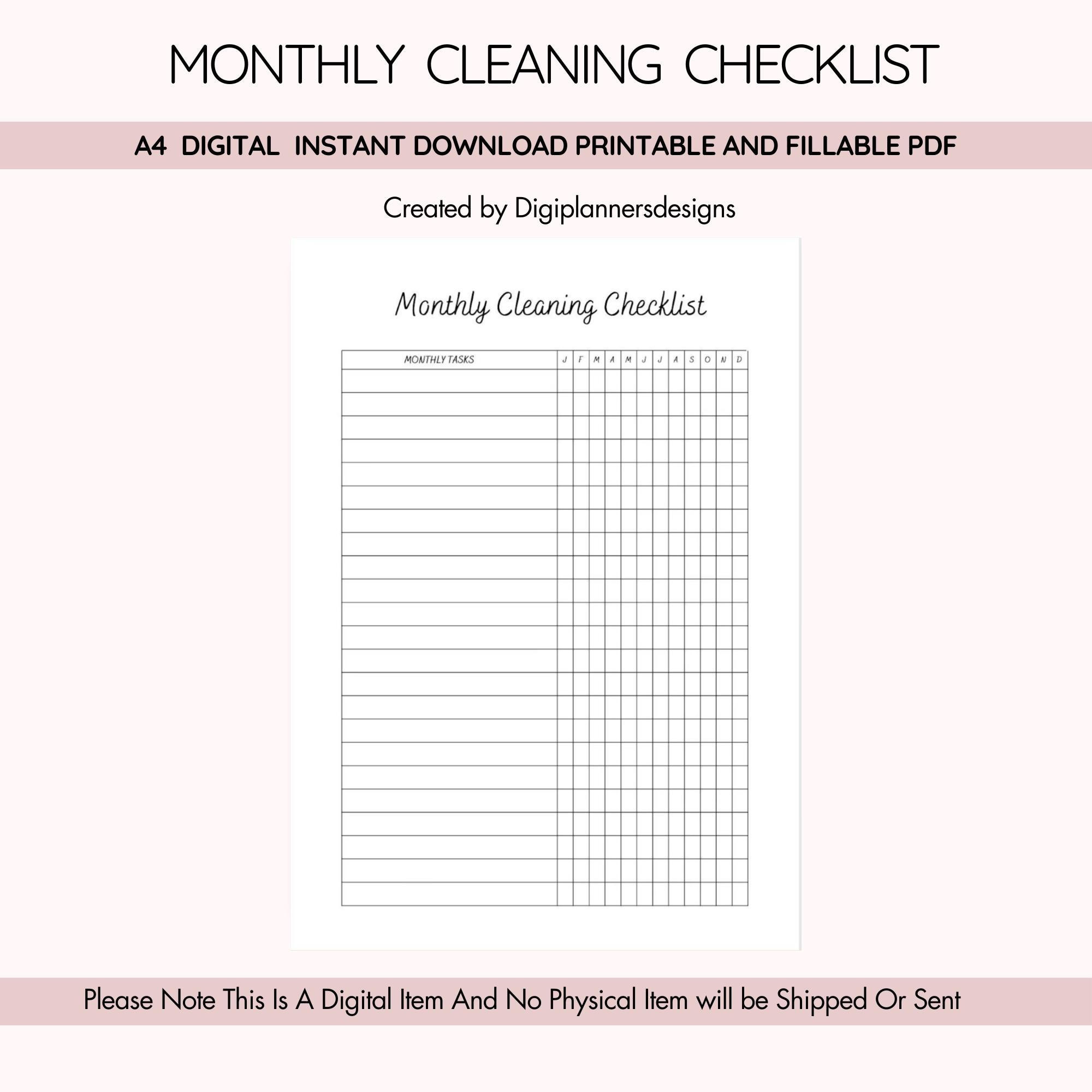 Monthly Cleaning Checklist,cleaning,housekeeping Cleaning List,house ...