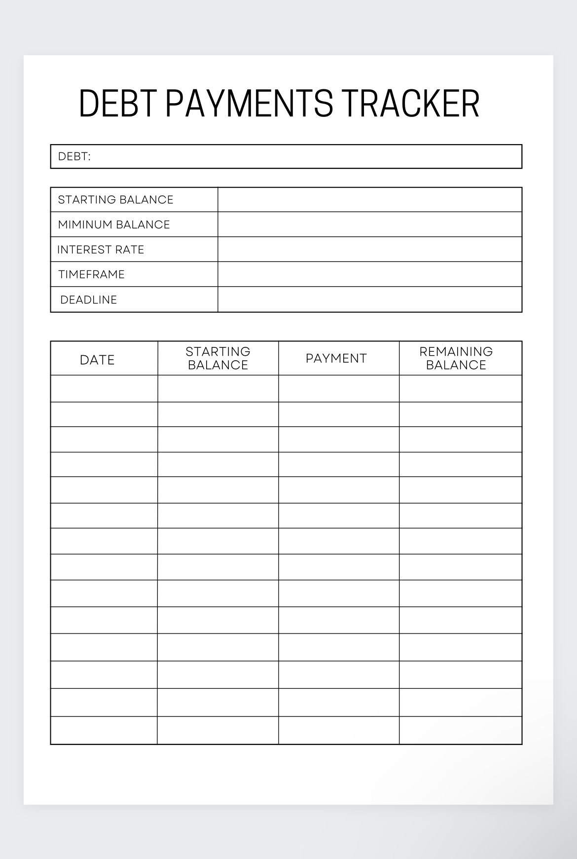 Debt Payment Tracker,debt Tracker,debt Thermometer,debt Payment Tracker ...