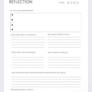 Month End Self Reflection Planner,monthly Reflection Journal,personal ...