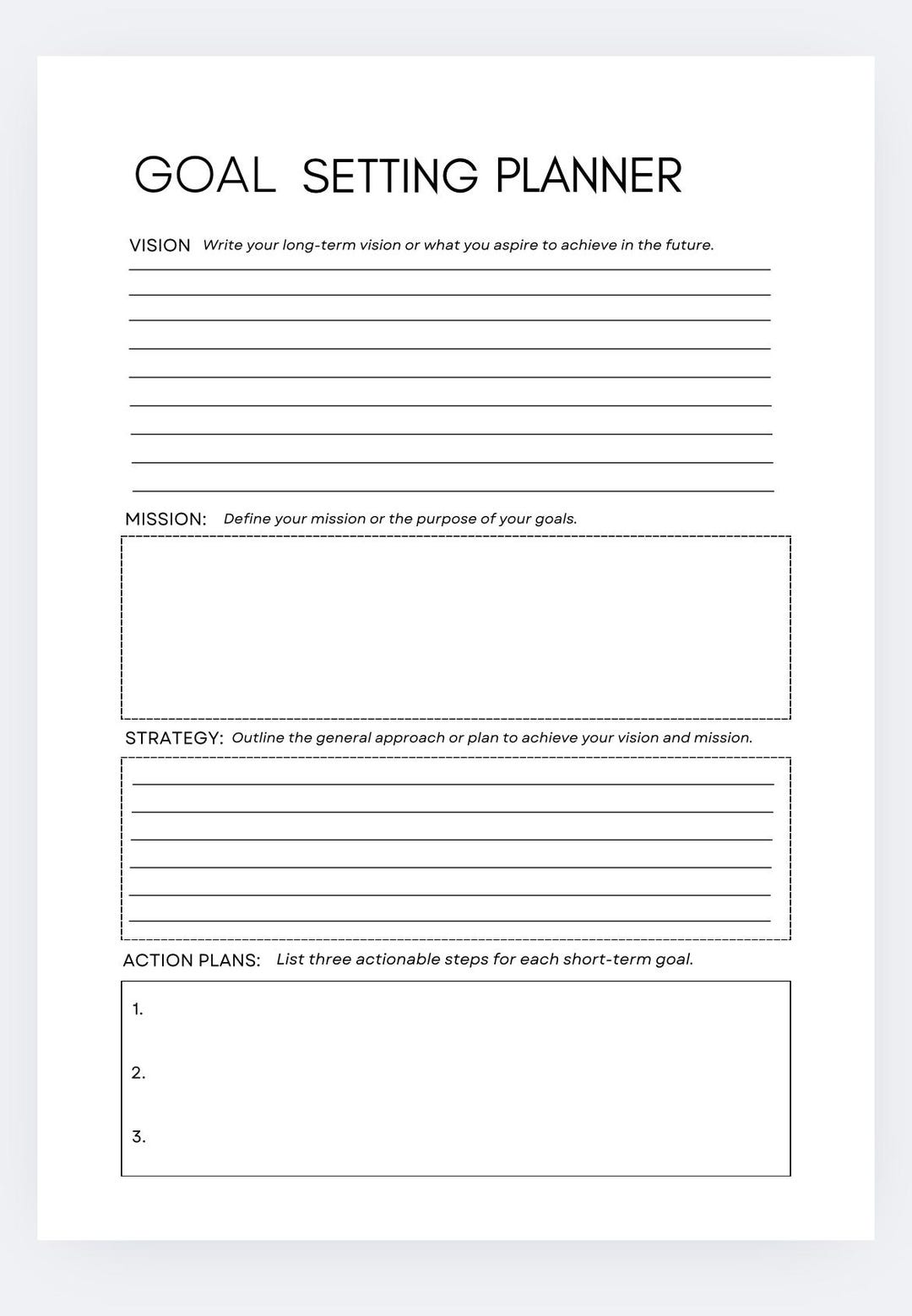 Goal Setting Plan,goal Setting Sheet,smart Goals Planner,life Goals ...