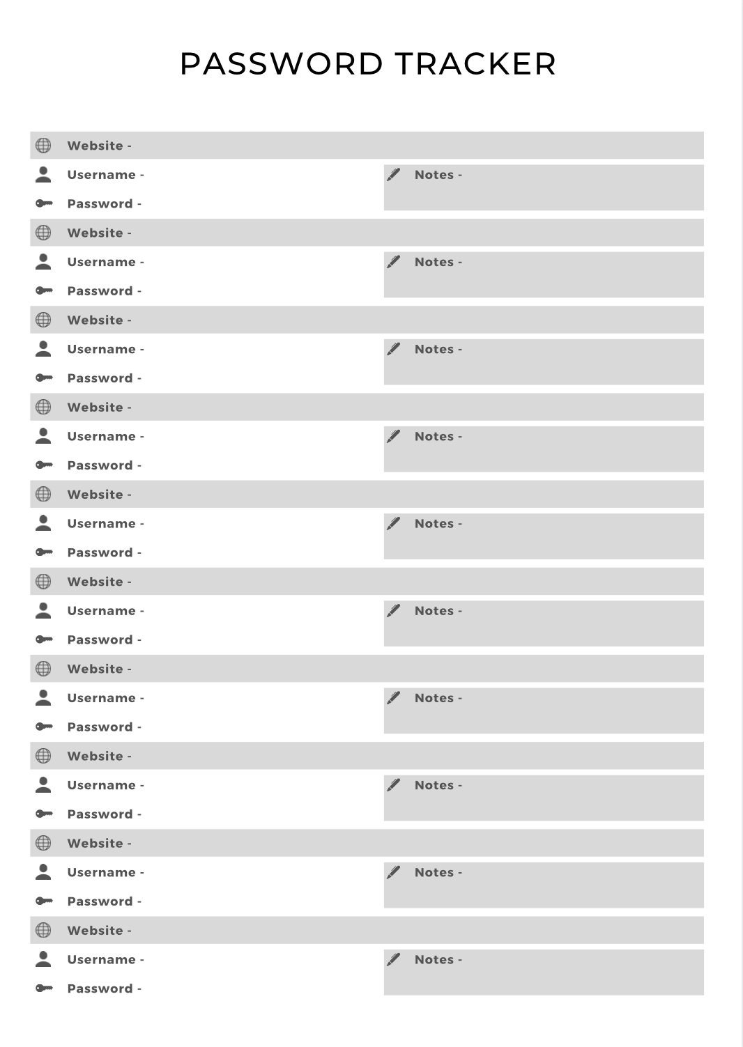 Password Keeper Password Log Password Tracker Printable | Etsy