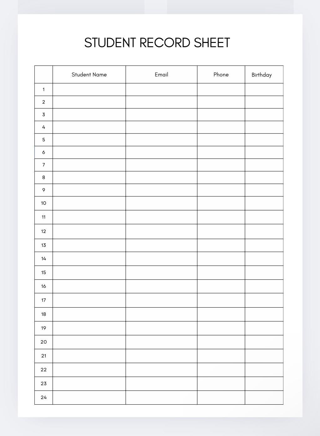 Student Record Sheet,student Register,teacher Log Sheet,classroom ...